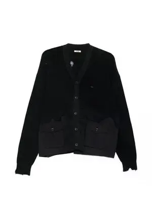 KHOKI Distressed Pocket Cardigan - Black