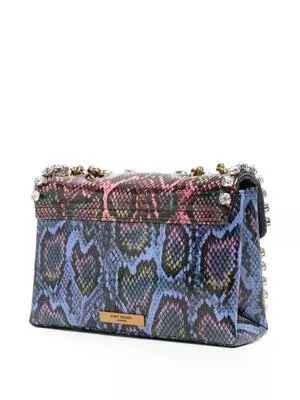 Kurt Geiger Mini Kensington Jewelled Snake-print Shoulder Bag - Blue
