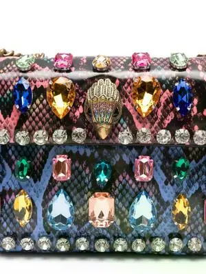 Kurt Geiger Mini Kensington Jewelled Snake-print Shoulder Bag - Blue