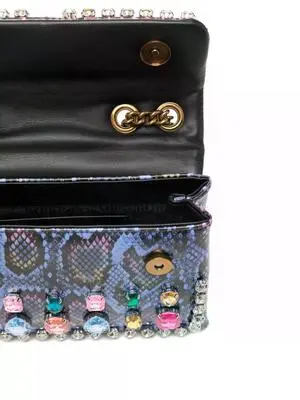 Kurt Geiger Mini Kensington Jewelled Snake-print Shoulder Bag - Blue