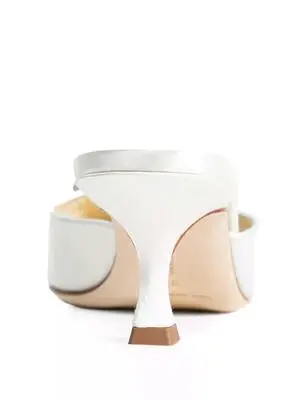 Manolo Blahnik Mayjou Crystal-buckle Satin Mules - White
