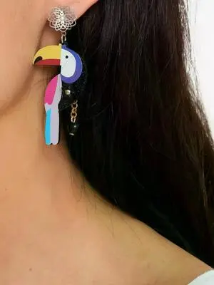 AMIR SLAMA Toucan-motif Drop Earrings