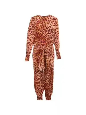 Stella McCartney Animal-print Knot Jumpsuit - Brown