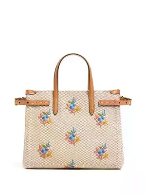 Valentino Garavani Antibes Small Canvas Shopping Bag With Embroidery - Neutrals