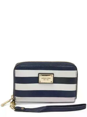 Michael Kors Striped Leather Wallet - Blue