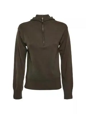Burberry Half Zip-up Hooded Wool Sweater