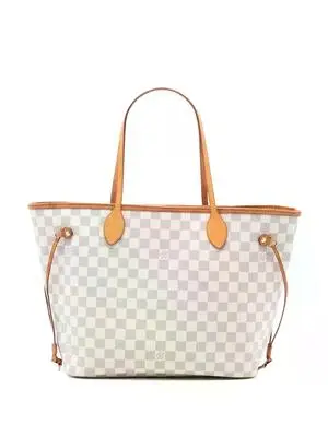 LOUIS VUITTON 2018 Damier Azur Neverfull Mm Tote Bag - White