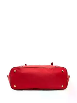 Prada Saffiano Trimmed Tessuto Satchel - Red