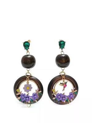 AMIR SLAMA Floral-embellished Drop Earrings - Gold