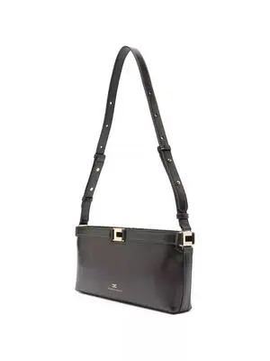 Elisabetta Franchi Naplak-effect Bag With Gold-tone Logo Detail - Brown