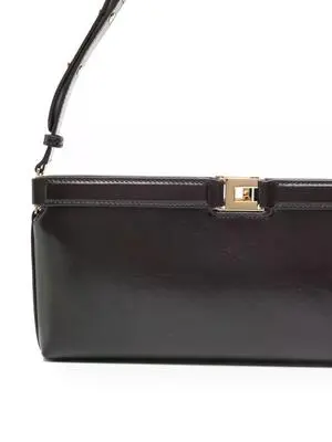 Elisabetta Franchi Naplak-effect Bag With Gold-tone Logo Detail - Brown