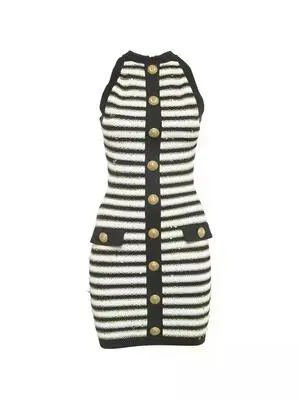 Balmain Striped Buttoned Mini Dress