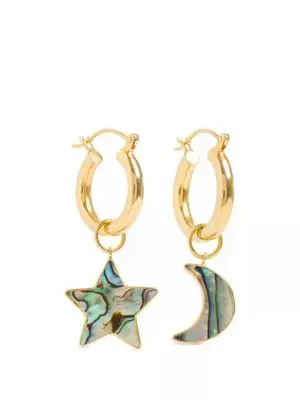 FREYA ROSE Paua Star Moon Hoop Earrings - Gold