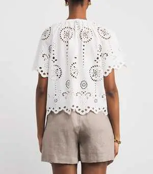 Matteau Cotton Broderie Anglaise Blouse - White