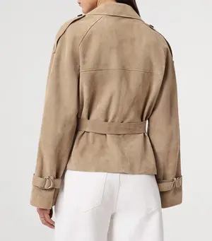 ALLSAINTS Suede Reed Trench Jacket - Brown
