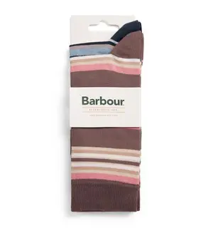 Barbour Cotton-blend Stripe Socks - Pink