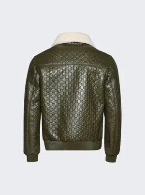 Gucci Gg Embossed Bonded Leather Bomber