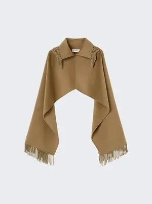 RÃHE Fringe Double Faced Poncho - Camel