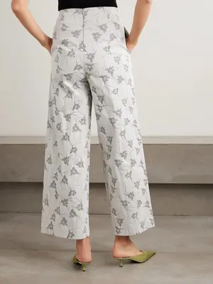 DESTREE Martha Floral Denim-jacquard Wide-leg Pants