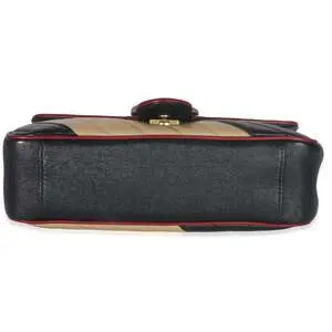 Gucci Black Beige Matelasse Calfskin Torchon Marmont Shoulder Bag