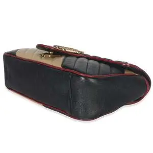 Gucci Black Beige Matelasse Calfskin Torchon Marmont Shoulder Bag