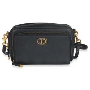 Dior Grained Calfskin Caro Double Pouch - Black