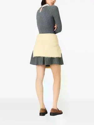 Maje Ribbed Knit Mini Dress With Detachable Beaded Collar