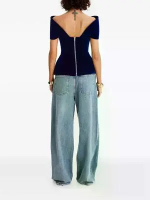 MOOS STUDIO Royal V-neck Blouse - Blue