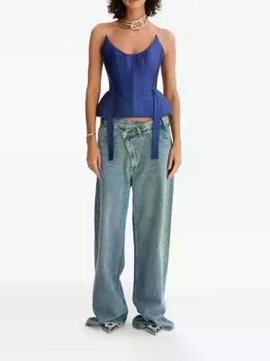 MOOS STUDIO Tie-fastening Top - Blue