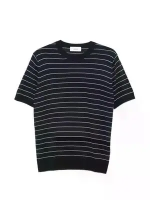 LARDINI Striped Knitted T-shirt - Blue