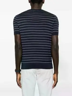 LARDINI Striped Knitted T-shirt - Blue