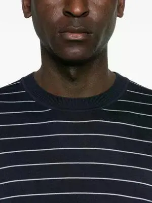LARDINI Striped Knitted T-shirt - Blue
