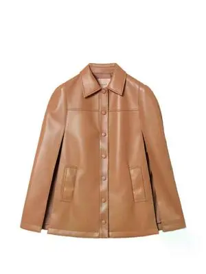 TWINSET Faux Leather Cape Jacket