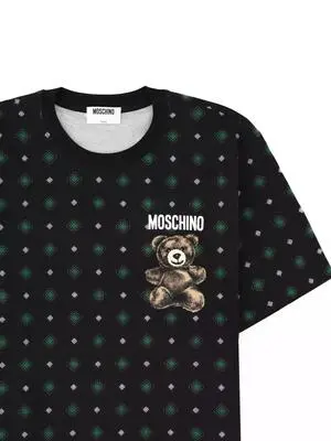 Moschino Polo Bear Pattern T-shirt - Black
