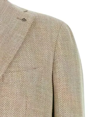 Tagliatore Herringbone Button Jacket - Neutrals