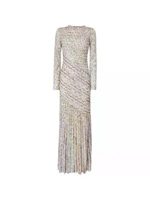 Missoni Pleated Long-sleeved Maxi Dress