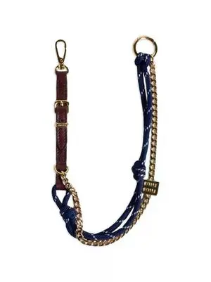 Miu Miu Leather, Cord And Metal Trick Keyring - Blue