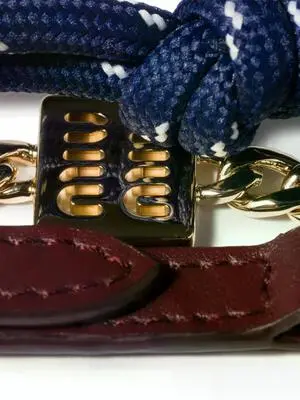 Miu Miu Leather, Cord And Metal Trick Keyring - Blue