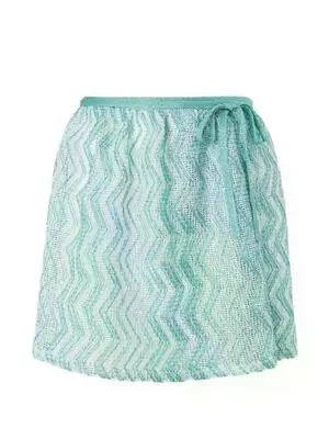 Missoni Zigzag-pattern Side-tie Mini Skirt - Blue