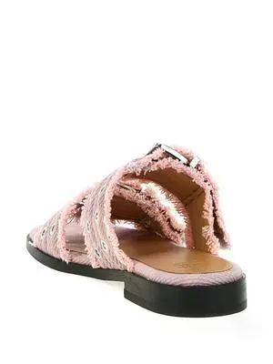 GANNI Buckle-fastening Fringed Sandals