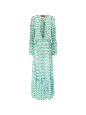 Missoni V-neck Patterned Beach Dress - Green