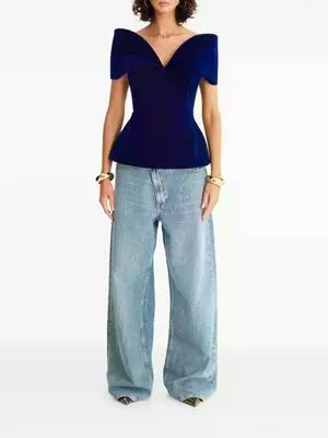 MOOS STUDIO Royal V-neck Blouse - Blue