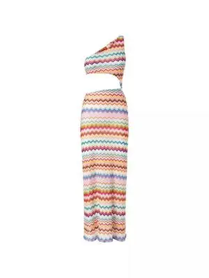 Missoni One-shoulder Zigzag-pattern Beach Dress - Pink