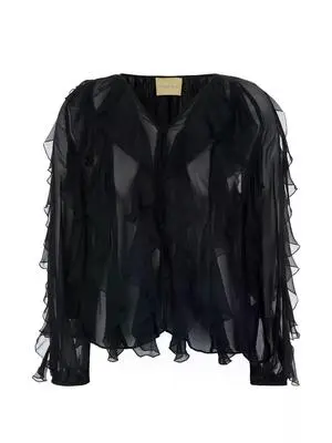Momoni Canela Ruffled Blouse - Black