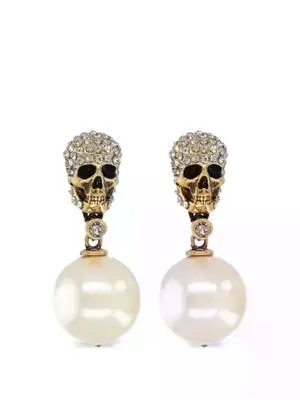 Alexander McQueen Skull Drop Earrings - Gold