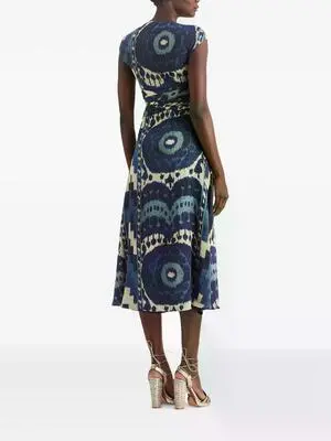 Ralph Lauren Cap-sleeve Pattern Midi Dress - Blue