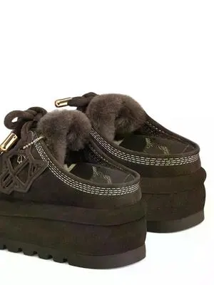 NAKED WOLFE Fur-trimmed Platform Mules