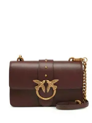 Pinko Small Leather Crossbody Bag With Chain Strap - Red