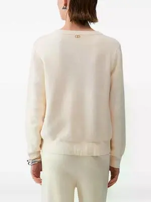 Liu Jo Crew-neck Sweater With Bead Appliqu - Neutrals