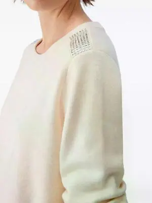 Liu Jo Crew-neck Sweater With Bead Appliqu - Neutrals